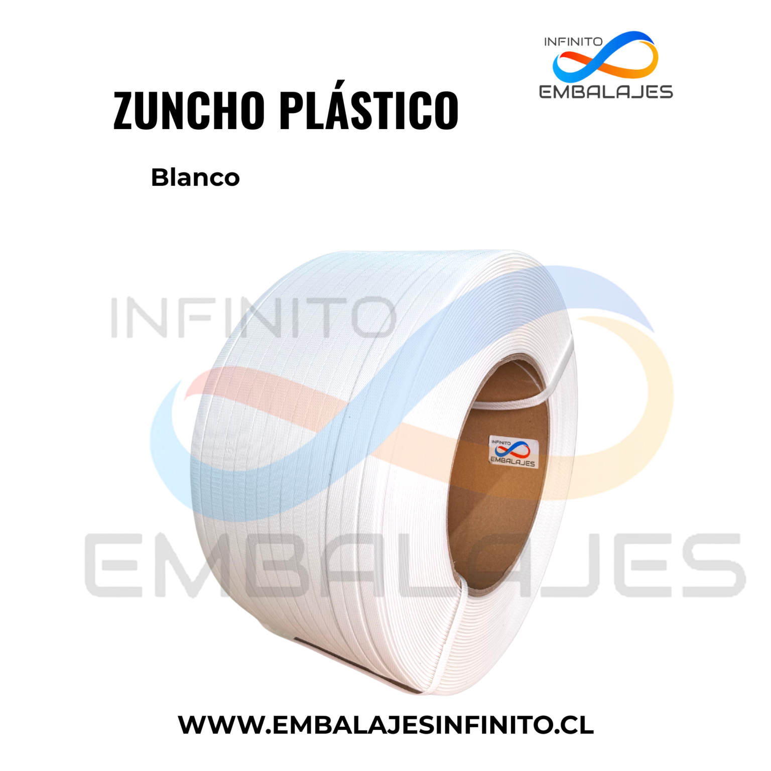 Zuncho Plástico Manual Blanco 1/2 (12 mm) 0.8mm - Embalajes Infinito